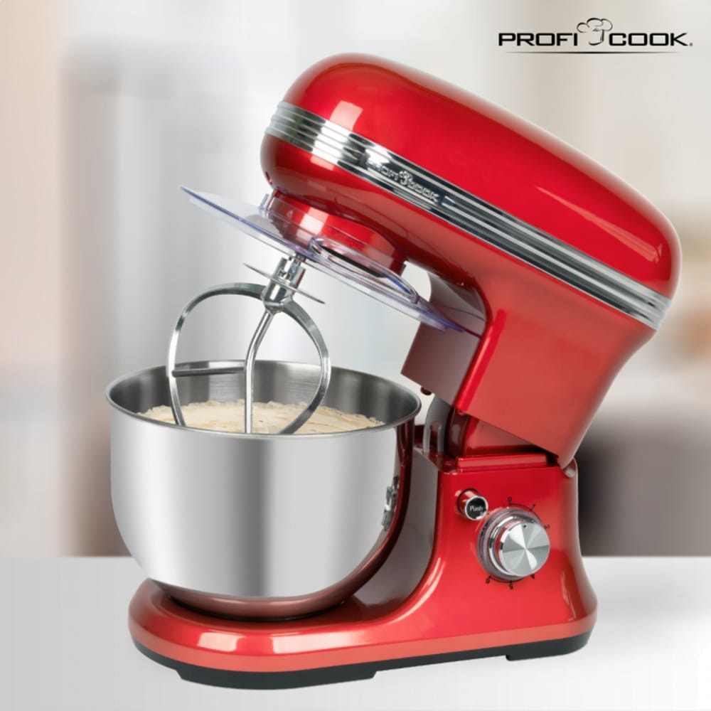 Mixer cu bol, ProfiCook, PC-KM1197, 5 litri, 1200 W, rosu - Conox