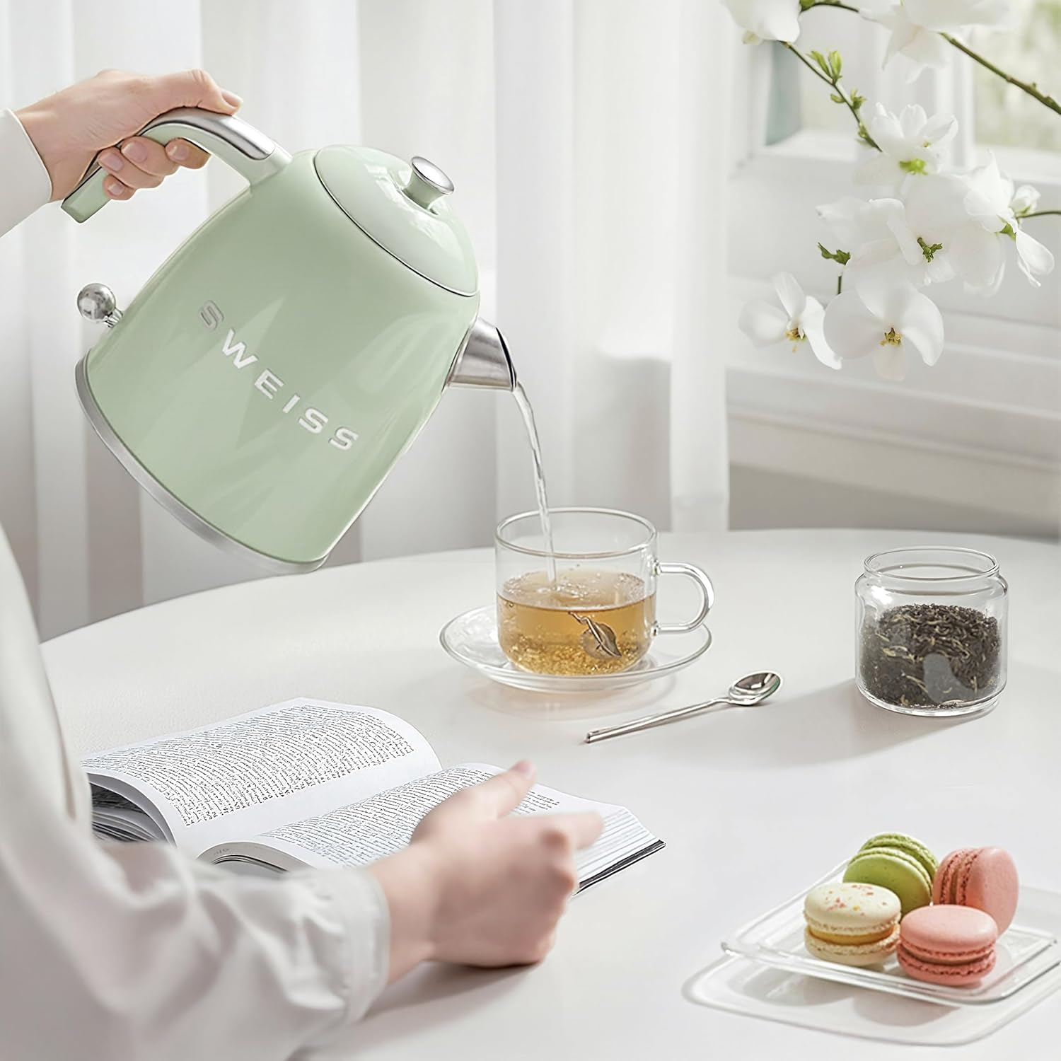 Fierbator de apa Retro S, Sweiss, 1 litru, verde pastel